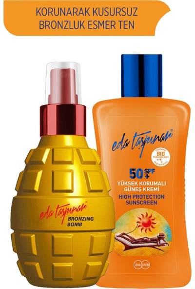 Eda Taşpınar Bronzing Bomb & Yüksek Korumalı Güneş Kremi SPF 50+ (200 ml X 2 Çeşit)