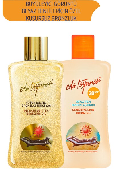 Eda Taşpınar Yoğun Işıltılı Bronzlaştırıcı Yağ SPF 0 & Beyaz Ten Bronzlaştırıcı SPF 20 (200 ml x 2 Çeşit) Eda Taşpınar Yoğun Işıltılı Bronzlaştırıcı Yağ SPF 0 & Beyaz Ten Bronzlaştırıcı SPF 20 (200 ml x 2 Çeşit)