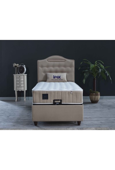 Ipek Mobilya Nima 3 Lü Set ( Baza + Başlık + Yatak ) Tek Kişilik ( Bej ) 90X190