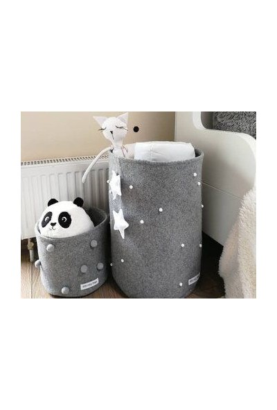 Keçe Ponpon Tasarımlı 2'li Dekoratif Çocuk Bebek Odası Oyuncak Sepeti Takımı Keçe Ponpon Tasarımlı 2'li Dekoratif Çocuk Bebek Odası Oyuncak Sepeti Takımı