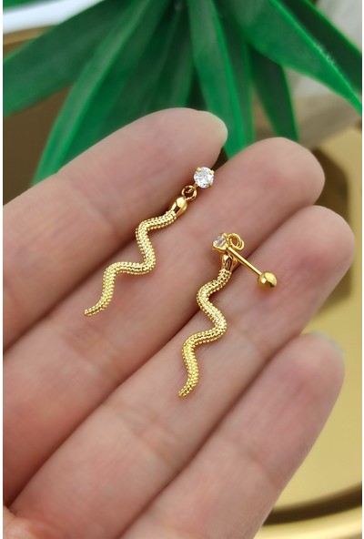 ÇLK Accessories 316 Cerrahi Çelik Zirkon Taş Yılan Piercing TRPIERCING0119