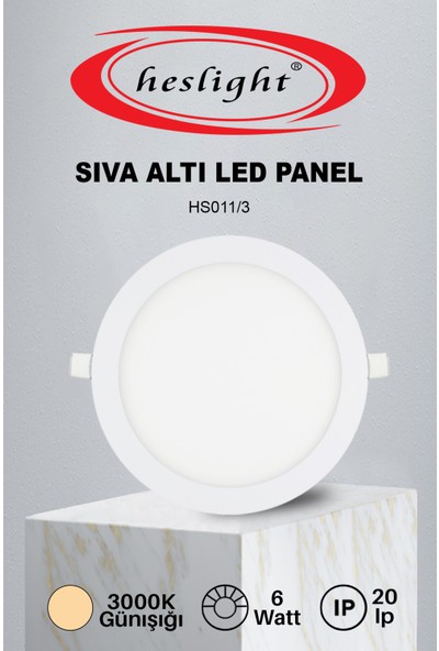 Dünya Led HS.011/3 6W Sıva Altı Yuvarlak Spot LED Panel 3000K Günışığı Drıver Hediye Dünya Led HS.011/3 6W Sıva Altı Yuvarlak Spot LED Panel 3000K Günışığı Drıver Hediye