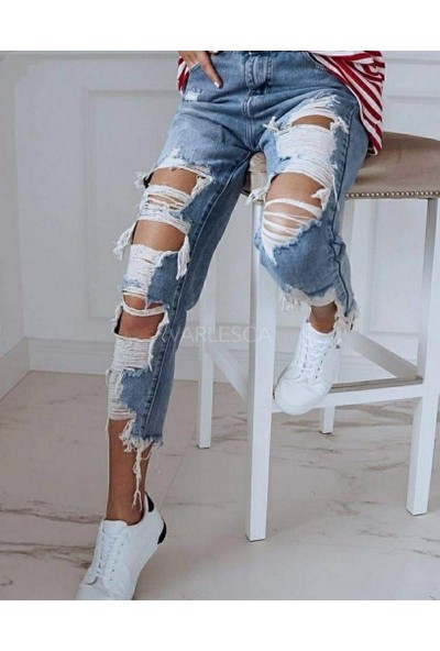 Rengamoda Özel Tasarım Yırtık Detay Kot Pantolon 90CM32BEL40CM Rengamoda Özel Tasarım Yırtık Detay Kot Pantolon 90CM32BEL40CM
