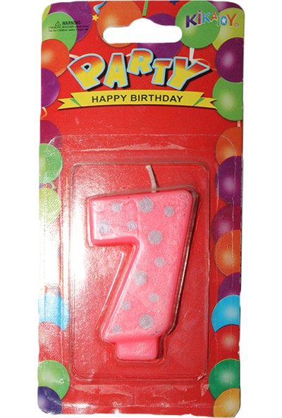 Festivall 7 Yaş Yeşil Puantiyeli Pembe Rakam Mum MM023