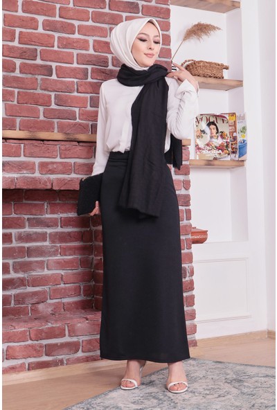 İmaj Butik Beli Lastikli Kalem Etek/siyah