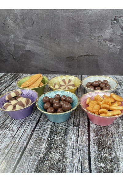 Yzhome 6'lı Renkli Seramik Yaldızlı Kase Çerezlik Lokumluk Yzhome 6'lı Renkli Seramik Yaldızlı Kase Çerezlik Lokumluk
