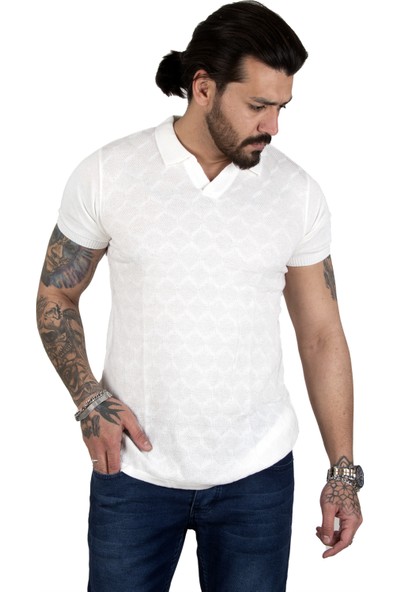 Deepsea Noktalı Örme Desenli Likralı Dar Kesim Polo Yaka Erkek Tişört 2209008 Deepsea Noktalı Örme Desenli Likralı Dar Kesim Polo Yaka Erkek Tişört 2209008