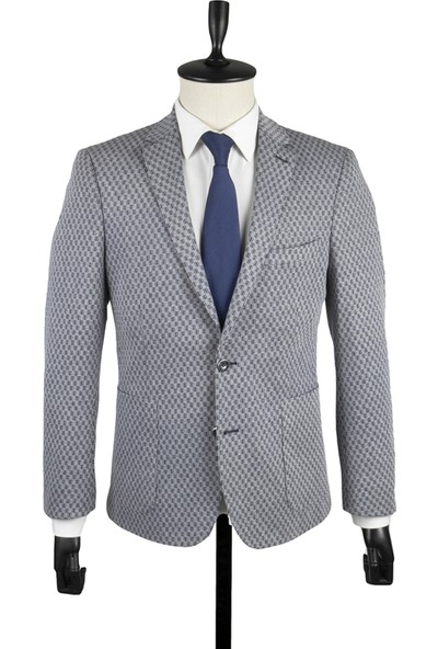 İmza Lacivert Kendinden Desenli Slim Fit 6 Drop Ceket İmza Lacivert Kendinden Desenli Slim Fit 6 Drop Ceket