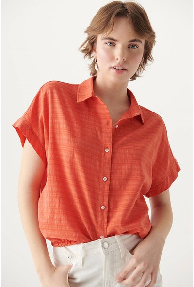 Mavi Kadın Kısa Kol Gömlek