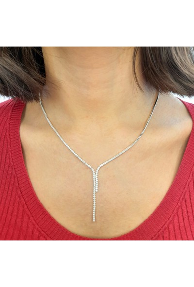Agora Silver Kadın 925 Gümüş Zirkon Taşlı Su Yolu Gümüş Gerdanlık Kolye Agora Silver Kadın 925 Gümüş Zirkon Taşlı Su Yolu Gümüş Gerdanlık Kolye