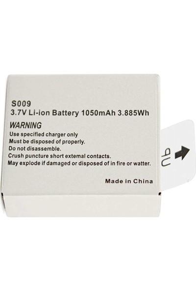 Ultratekno S009 Universal Aksiyon Kamera Bataryası 3.7V Li-Ion Batarya 1050MAH 3.855WH Ultratekno S009 Universal Aksiyon Kamera Bataryası 3.7V Li-Ion Batarya 1050MAH 3.855WH