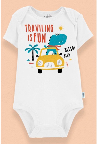 Mahfel Ekru Kısa Kollu Baskılı Çıtçıtlı Bebek BODYKISAEKRU73