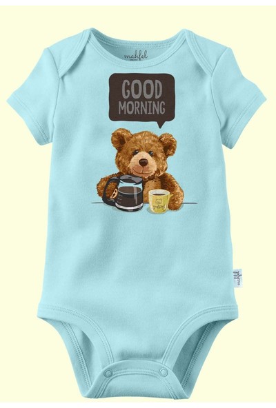 Mahfel Mint Yeşili Kısa Kollu Baskılı Çıtçıtlı Bebek BODYKISAMINT28