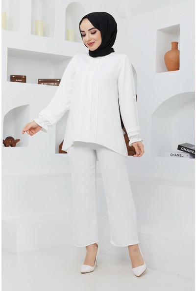 İmaj Butik Büyük Beden Geniş Paça Ayrobin Krep Pantolon/beyaz İmaj Butik Büyük Beden Geniş Paça Ayrobin Krep Pantolon/beyaz