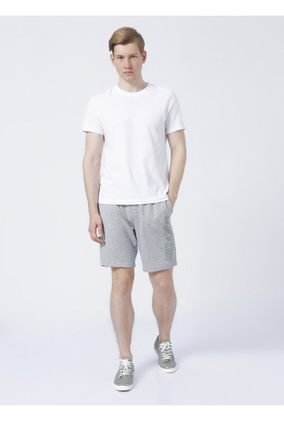 Only & Sons Yüksek Bel Rahat Kalıp Gri Melanj Erkek Sweat Şort - 22024762_ONSBOYNER Printed