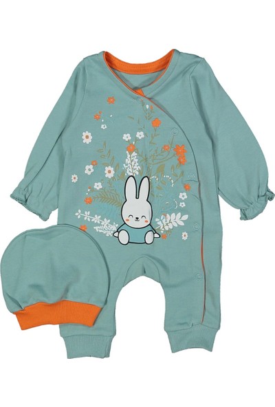 Prematüre Kız Bebek Tulum 50 cm Yeşil Renk Sevimli Tavşan 213842