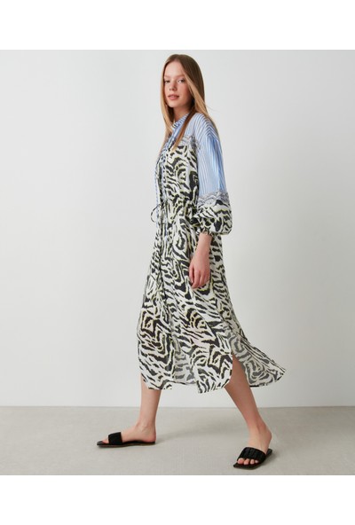 İpekyol Zebra Desenli Plaj Elbisesi