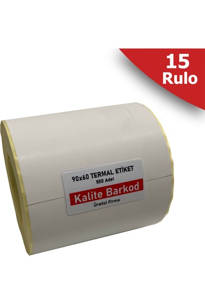 Kalite Barkod 90X60 Terma Etiket- 15 Rulo Barkod Etiketi Kalite Barkod 90X60 Terma Etiket- 15 Rulo Barkod Etiketi