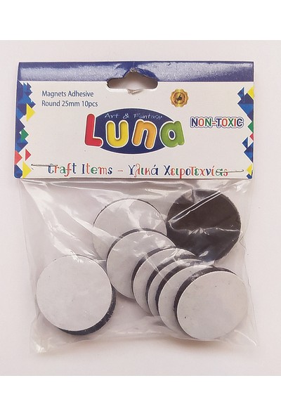 Luna Kendinden Yapışkanlı Yuvarlak Magnet Mıknatısı 25MM 10 Adet Luna Kendinden Yapışkanlı Yuvarlak Magnet Mıknatısı 25MM 10 Adet