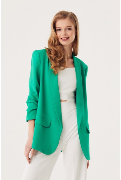 FullaModa Kolu Büzgülü Blazer Ceket