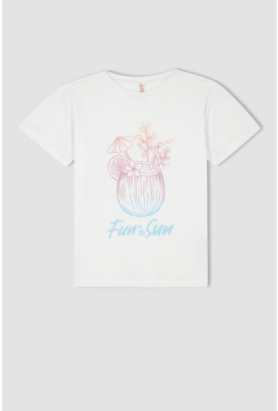 DeFacto Kız Çocuk Regular Fit Dondurma Baskılı Kısa Kollu TIŞÖRT X5052A622SM
