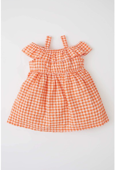 DeFacto Kız Çocuk Pötikareli Askılı Volanlı Elbise X0703A222SP DeFacto Kız Çocuk Pötikareli Askılı Volanlı Elbise X0703A222SP