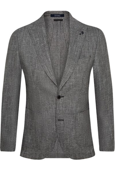 Süvari CT2021600250 Slim Fit Armürlü Siyah Erkek Ceket