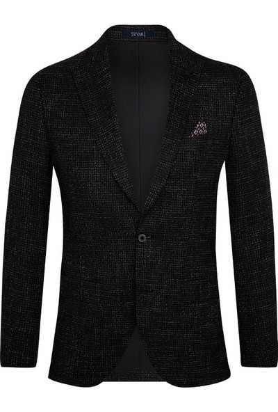 Süvari Slim Fit Desenli Siyah Erkek Ceket Süvari Slim Fit Desenli Siyah Erkek Ceket
