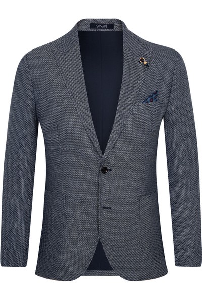 Süvari CT2004800211 Regular Fit Armürlü Mavi Erkek Ceket