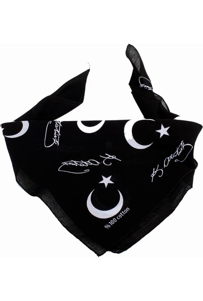 Afillix Concept Siyah Ay Yıldız K.atatürk Imza Tasarım %100PAMUK Bandana Afillix Concept Siyah Ay Yıldız K.atatürk Imza Tasarım %100PAMUK Bandana