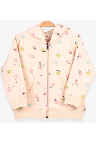 Breeze Kız Çocuk Hırka Tavşancık Desenli Bej (2-5 Yaş)