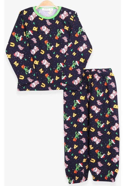 Breeze Erkek Bebek Pijama Takımı Yılbaşı Temalı Lacivert (9 Ay-3 Yaş)