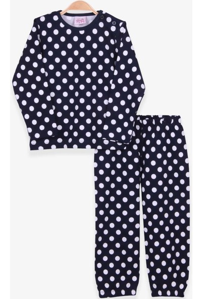 Breeze Kız Bebek Pijama Takımı Puantiye Desenli Lacivert (9 Ay-3 Yaş)