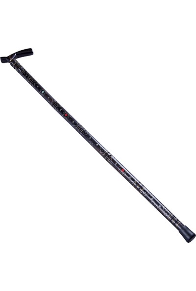 Nusnus Kırmızı-Yeşil Çiçek Motifli Abanoz Ağacı Baston Nusnus Kırmızı-Yeşil Çiçek Motifli Abanoz Ağacı Baston