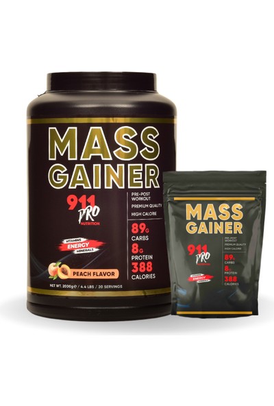 Mass Gainer Şeftali 2000GR + (1 Servis Mass Gainer) Hediyeli