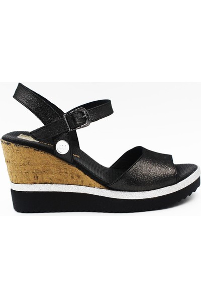 Mammamia Deri Dolgu Topuk Kadın Sandalet 1365