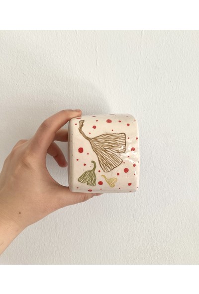 Line Design El Yapımı Seramik Saksı / Mug Leafs Line Design El Yapımı Seramik Saksı / Mug Leafs