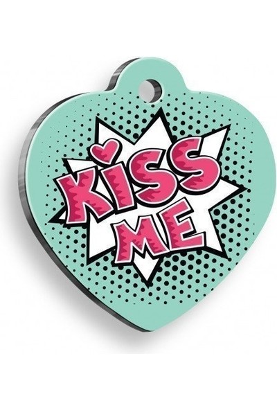 See Me Kiss Me Öpücük Kalp Şekilli Kedi Köpek Künyesi