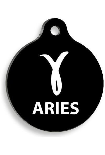 See Me Siyah Renk Koç Burcu Yuvarlak Kedi ve Köpek Künyesi