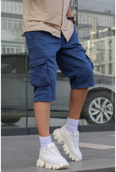 Madmext Lacivert Gabardin Kargo Cep Erkek Kapri Şort 5747 Madmext Lacivert Gabardin Kargo Cep Erkek Kapri Şort 5747