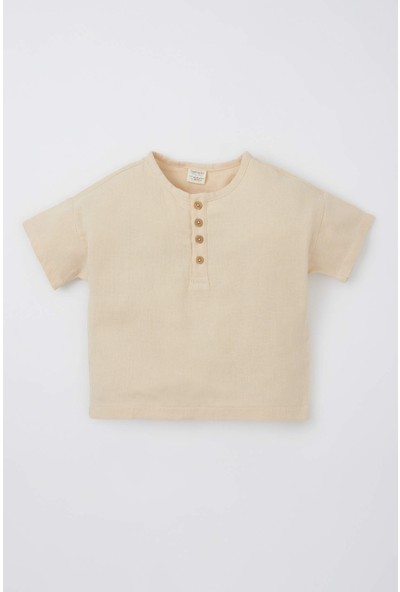 DeFacto Erkek Bebek Regular Fit Hakim Yaka Kısa Kollu Pamuklu Gömlek X3563A222SM