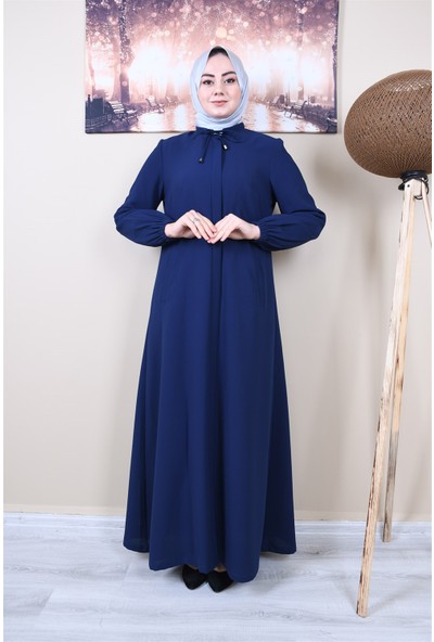 Kaleli Kadın Bağcık Detaylı Ferace CFR2248KL Saks