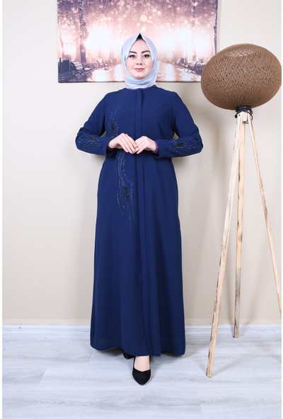 Zerenay Kadın Desenli Ferace CFR5223ZR Saks