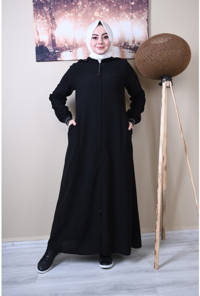 Saygı Kadın Kolları Ribanalı Ferace CFR6227SG Siyah