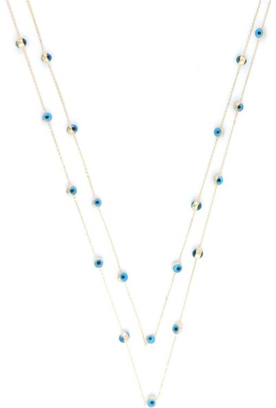 Safderun Takı 14 Ayar Altın 2'li Nazar Boncuk Kolye Safderun Takı 14 Ayar Altın 2'li Nazar Boncuk Kolye