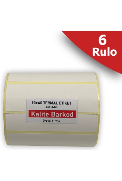 Kalite Barkod 90X40 Termal Etiket -6 Rulo Barkod Etiketi Kalite Barkod 90X40 Termal Etiket -6 Rulo Barkod Etiketi