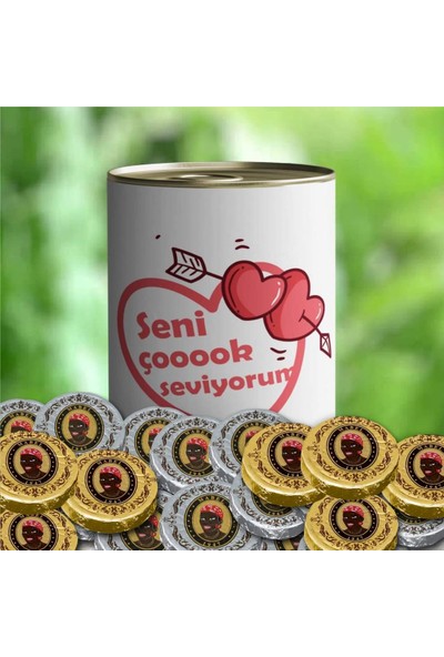 E-Hediyeci Aşk Tasarımlı Hediyelik Mabel Çikolata Konservesi
