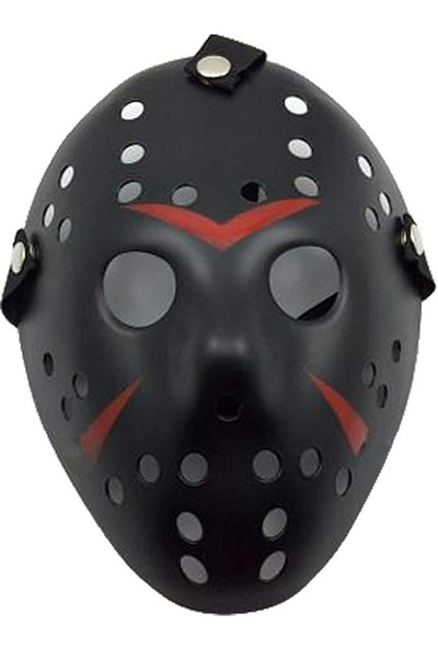 Daha Yok Mu Siyah Renk Kırmızı Çizgili Tam Yüz Hokey Jason Maskesi Hannibal Maskesi Daha Yok Mu Siyah Renk Kırmızı Çizgili Tam Yüz Hokey Jason Maskesi Hannibal Maskesi