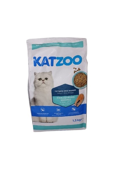 Katzoo Kısırlaştırılmış Somonlu Yetişkin Kedi Maması Katzoo Yetişkin Kedi Maması Somonlu 1,5 kg Katzoo Kısırlaştırılmış Somonlu Yetişkin Kedi Maması Katzoo Yetişkin Kedi Maması Somonlu 1,5 kg