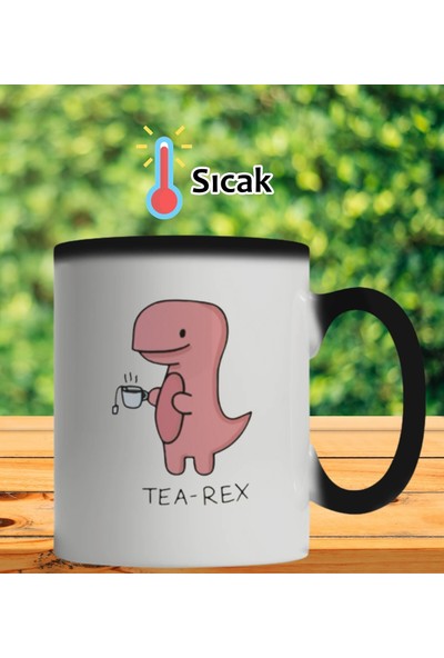 5Bin Dijital Market T-Rex Baskılı Sihirli Kupa Sıcakta Renk Değiştiren Kupa